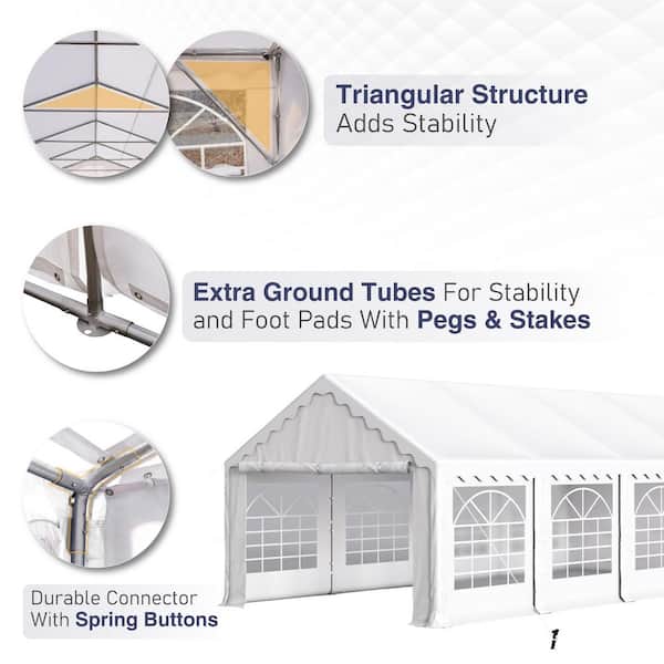 PHI VILLA 20 ft. x 40 ft. Outdoor Wedding Party Canopy Tent in White ...