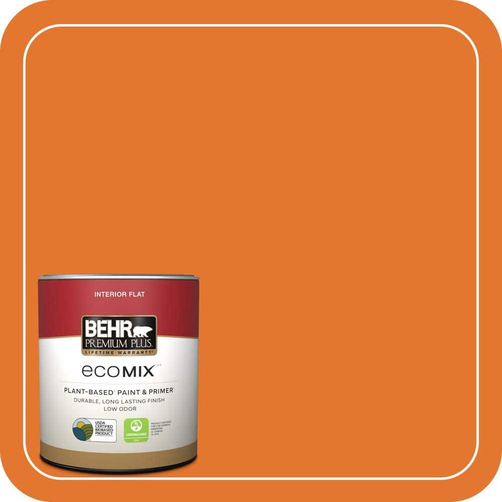 BEHR PREMIUM PLUS 1 qt. #250B-7 Crushed Orange Flat EcoMix Plant-Based ...