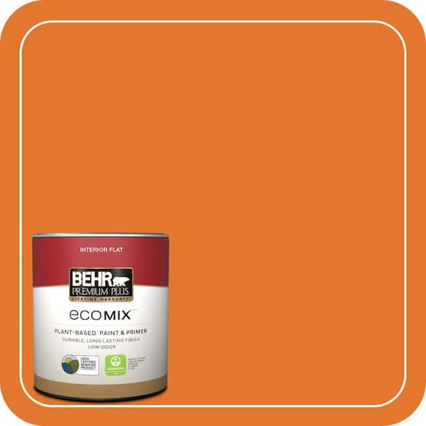 BEHR PREMIUM PLUS 1 qt. #250B-7 Crushed Orange Flat EcoMix Plant-Based ...