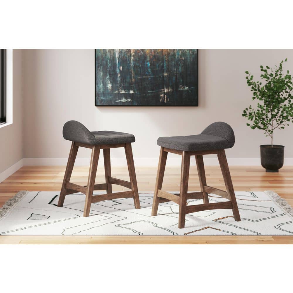 Signature DESIGN BY ASHLEY Lyncott 29 in. H Gray/Brown Low Back Wood ...