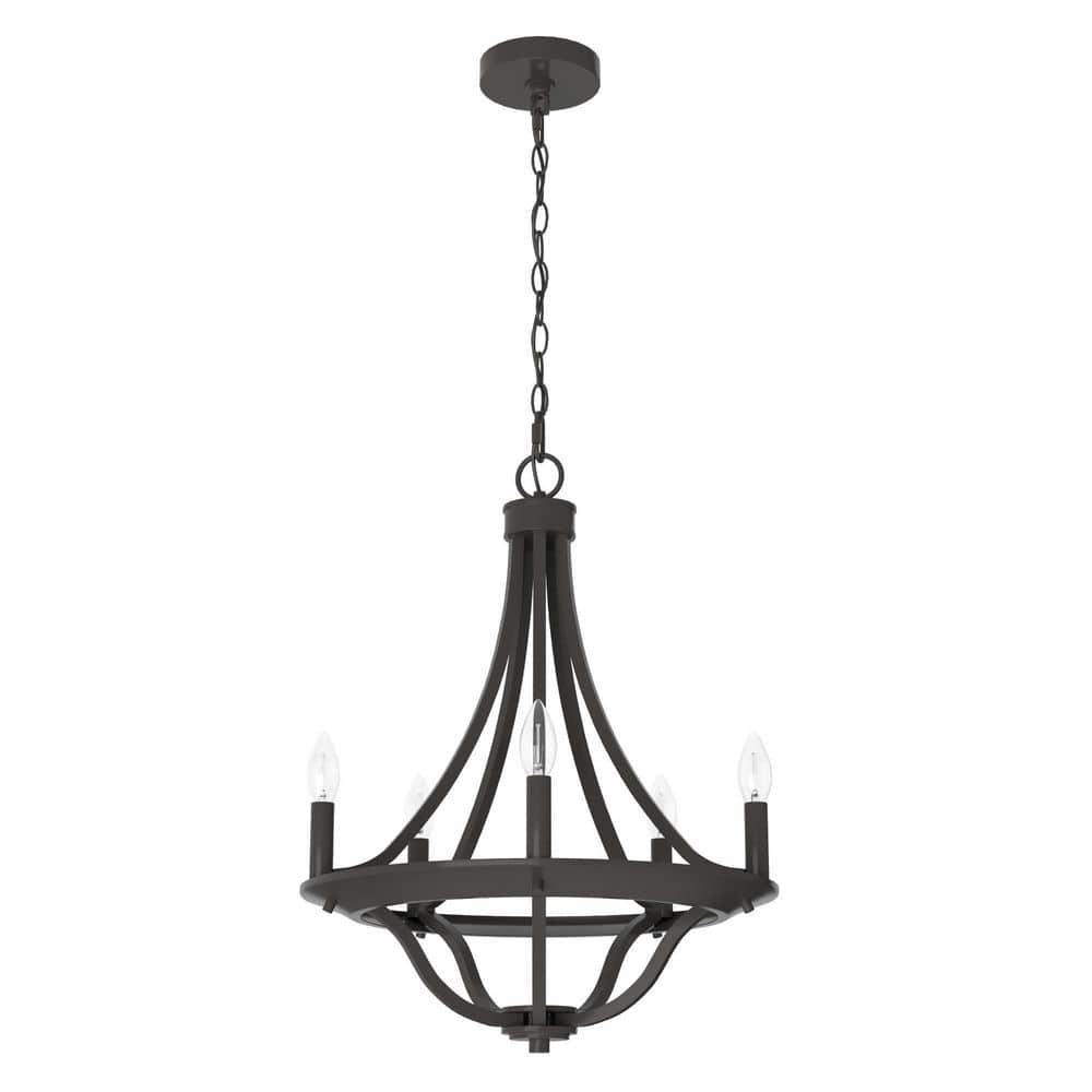 Hunter Perch Point 5-Light Noble Bronze Candlestick Chandelier 19424 ...