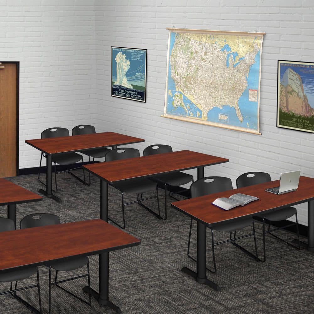 Regency Cain 48 in. x 24 in. Cherry T-Base Training Seminar Table Desk ...