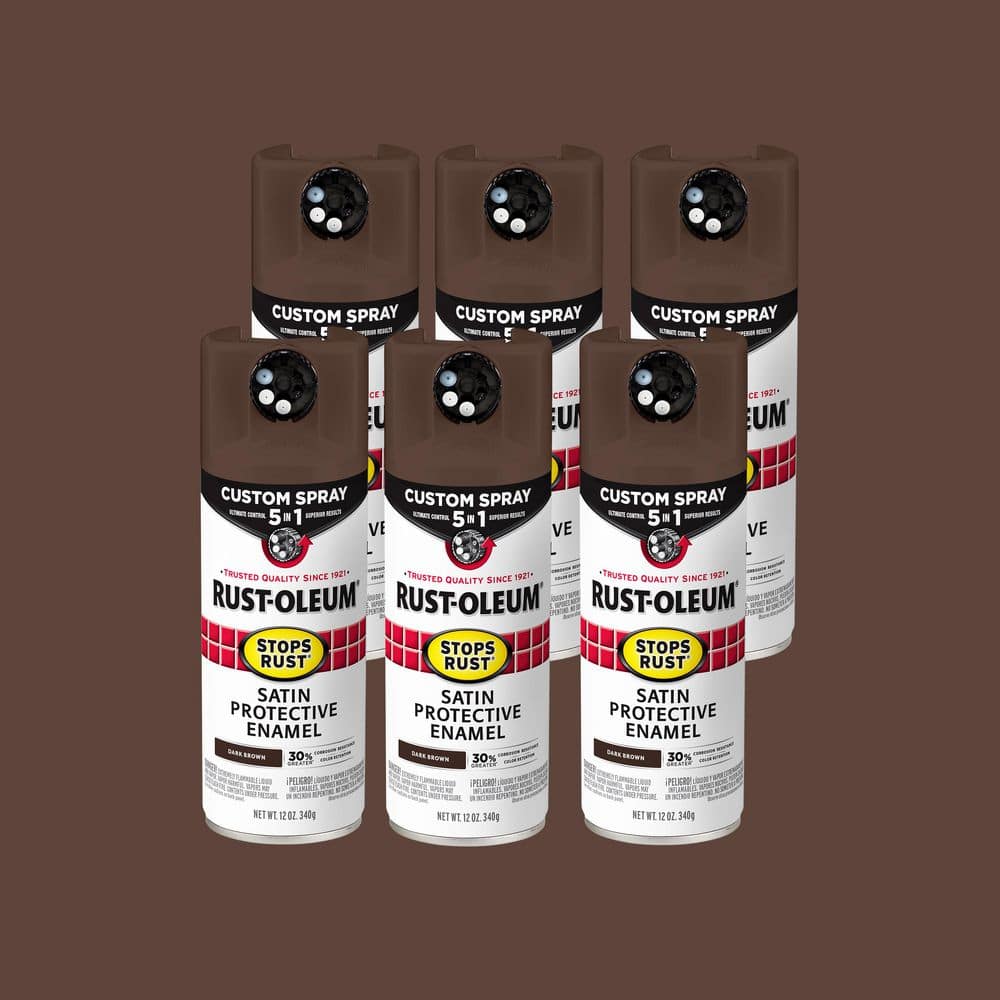 Rust-Oleum Stops Rust 12 oz. Custom Spray 5-in-1 Satin Dark Brown Spray ...