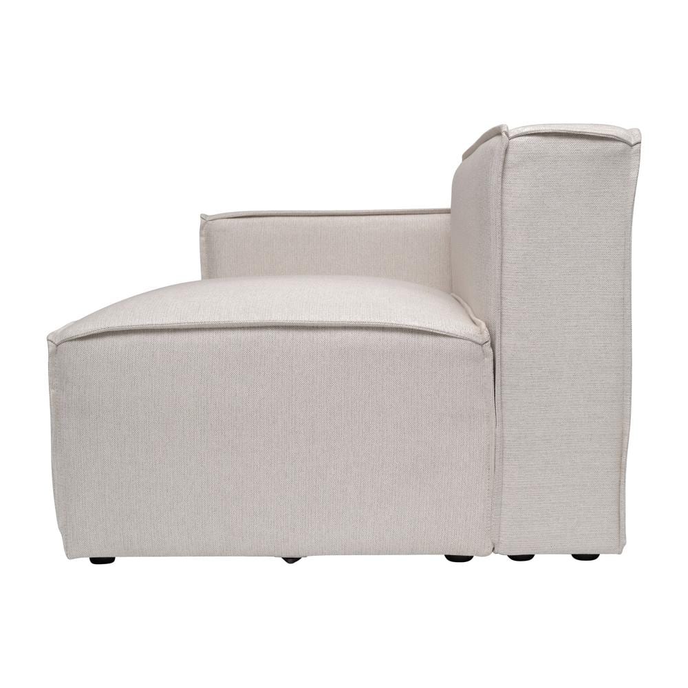 TAYLOR + LOGAN Cream Fabric Left Arm Rest Side Chair with Solid Wood LI ...
