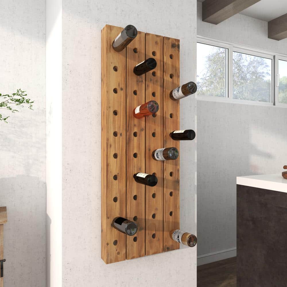 Litton Lane 40- Bottle Brown Tall Wall Wine Rack 55409 - The Home Depot