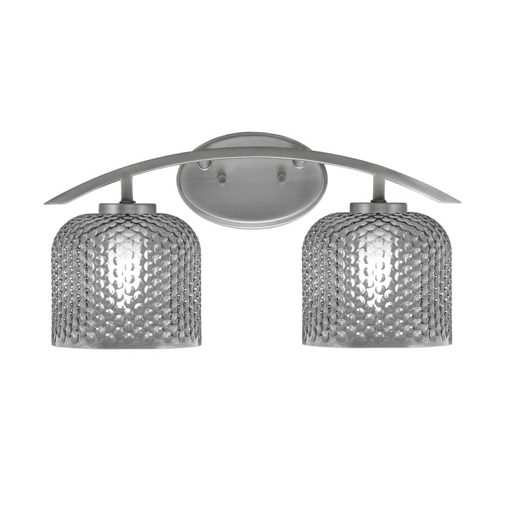 Siena 18.25 in. 2-Light Vanity Light Graphite with Smoke Textured Glass ...