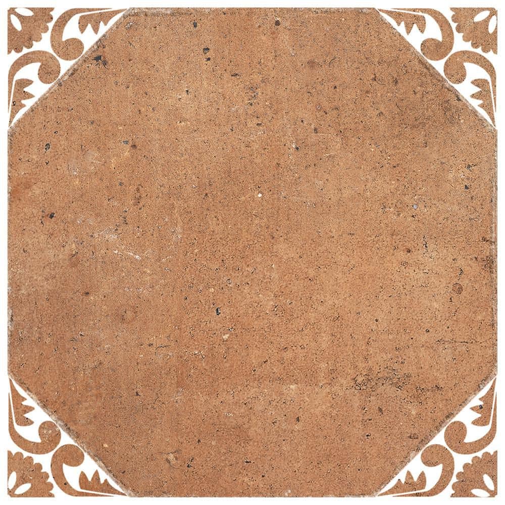Merola Tile Degas Cotto with White Deco 9 in. x 9 in. Porcelain Floor ...