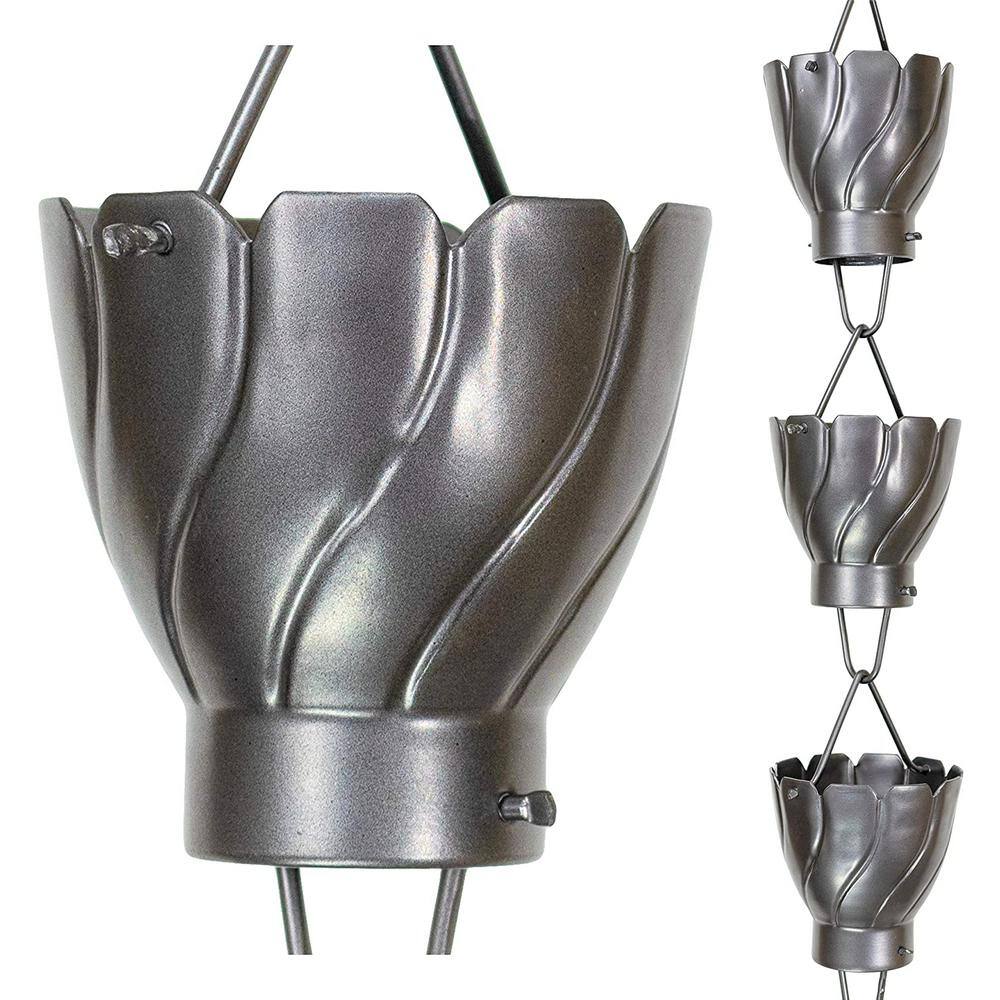 Monarch Rain Chains 8.5 ft. Aluminum Akira Rain Chain (Pewter) 19435 ...