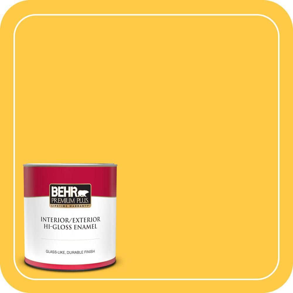 BEHR PREMIUM PLUS 1 qt. #P290-6 English Daisy Hi-Gloss Enamel Interior ...