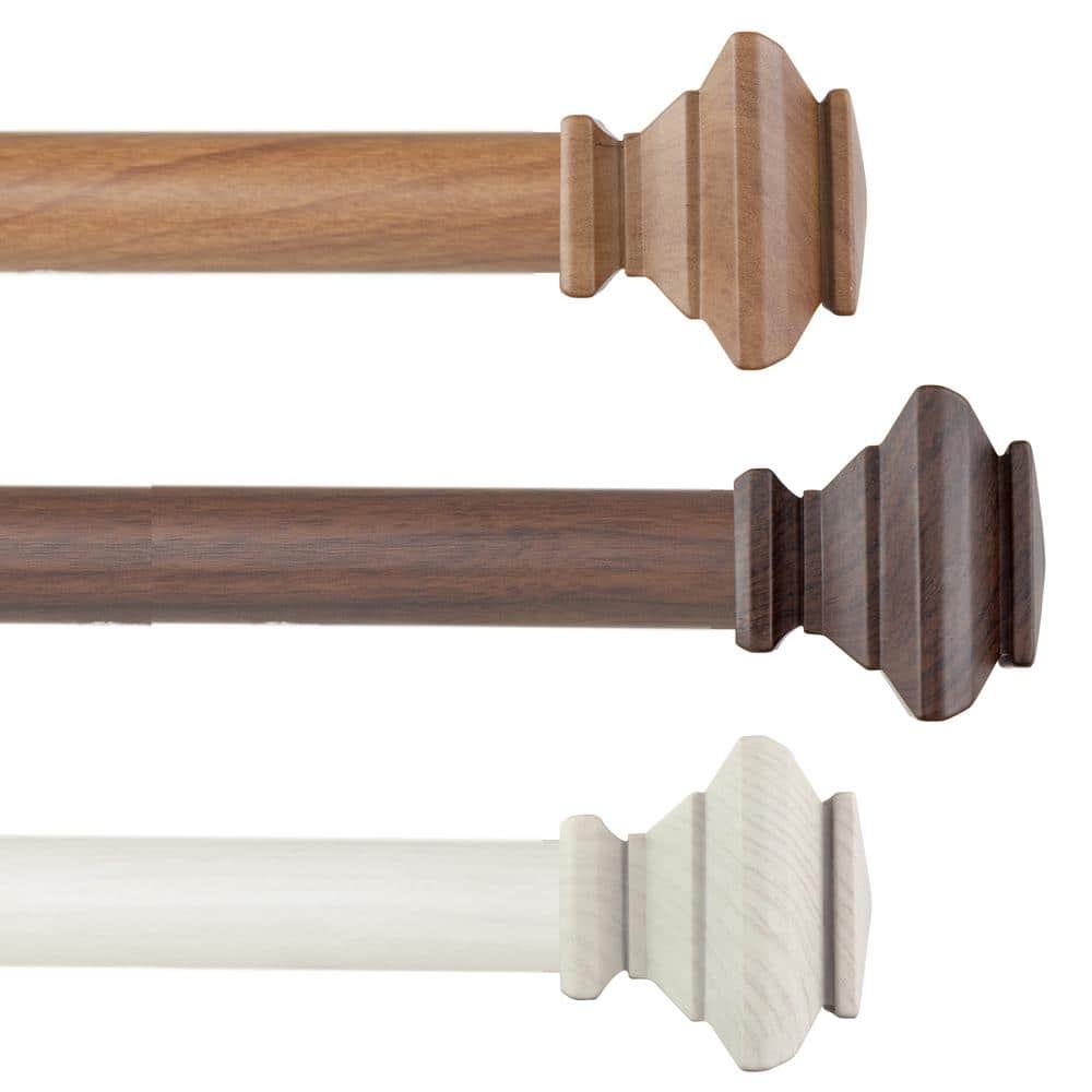 EMOH 1" dia Adjustable Single Faux Wood Curtain Rod 120-170 inch in ...