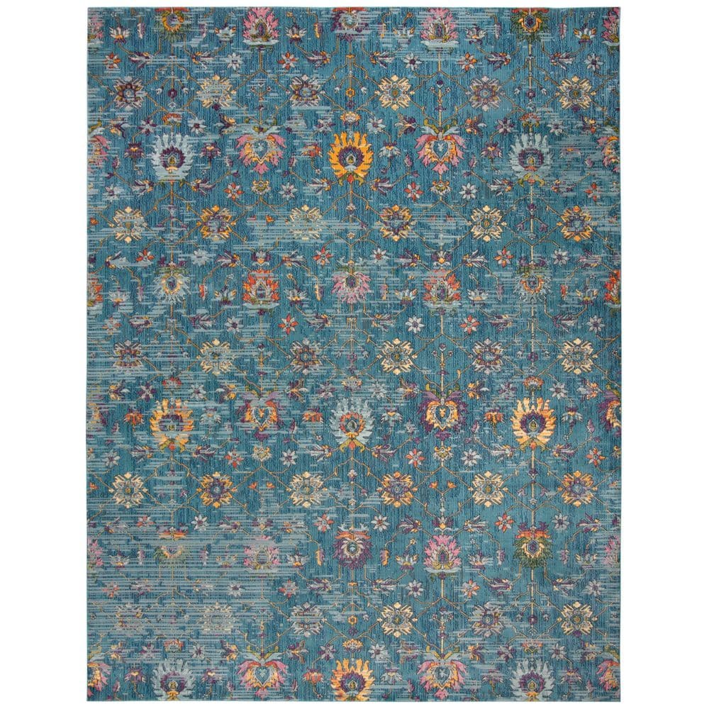 SAFAVIEH Merlot 8 ft. x 10 ft. Blue/Multi Distressed Floral Area Rug ...