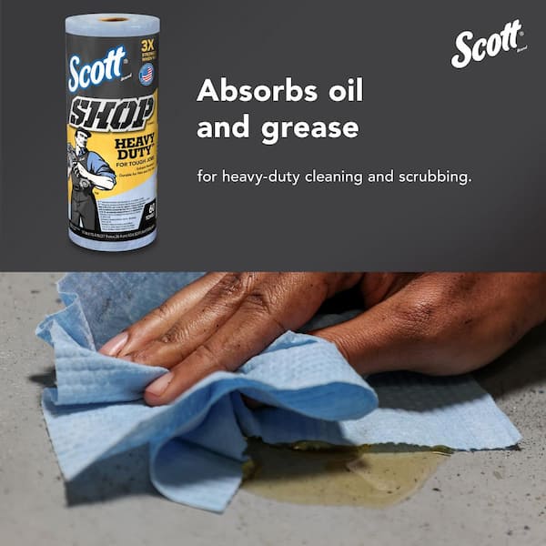 Scott Cleaning Wipes Heavy Duty Blue Shop Towel 12 Rolls 32992