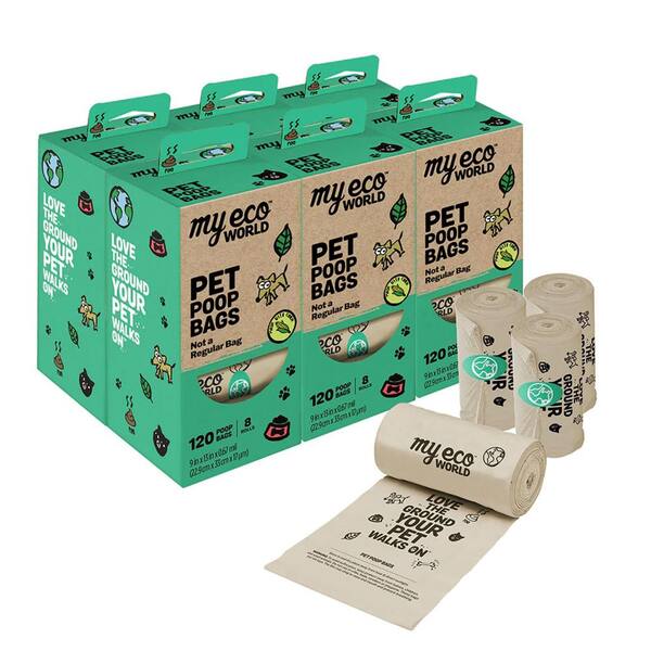 MyEcoWorld Compostable Pet Poop Bags, 6 Boxes of 8 Rolls - 48 Rolls/720 ...
