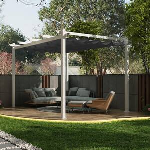 PURPLE LEAF 10 ft. x 12 ft. White Aluminum Frame Morden Pergola with ...