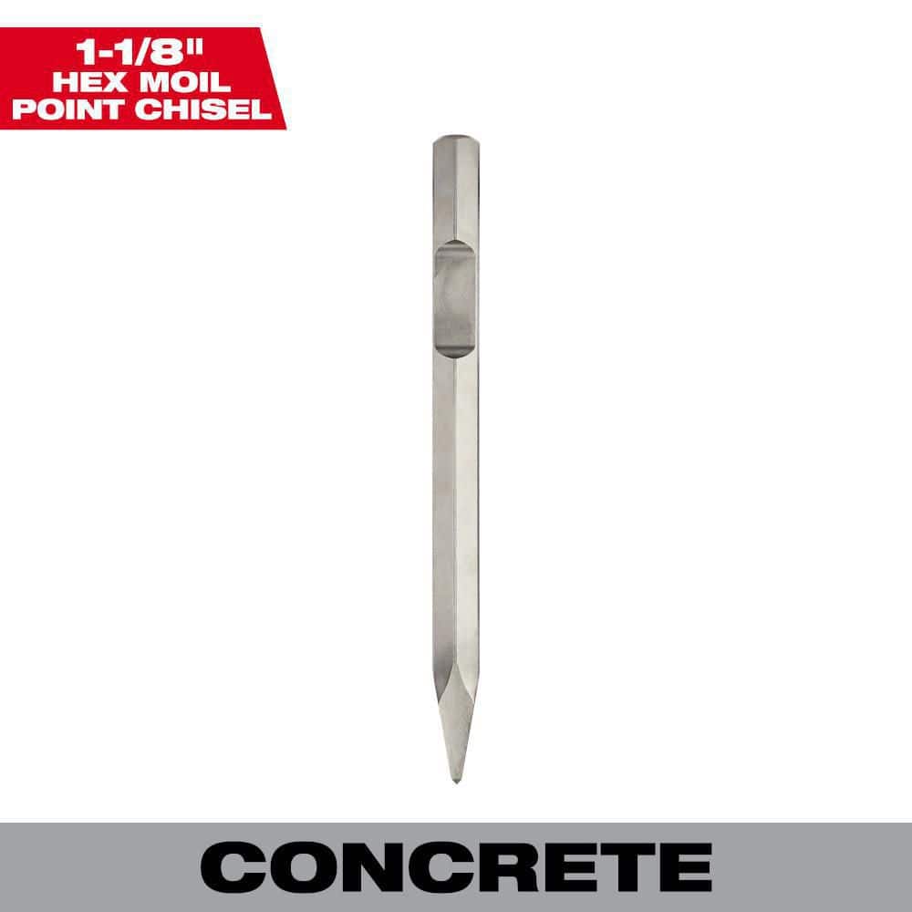 Milwaukee 1-1/8 in. x 16 in. Steel Hex Moil Point Chisel 48-62-4001 ...