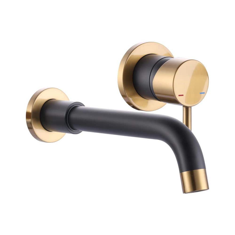VEVETTA Single-Handle Wall Mounted Bathroom Faucet in Black and Gold VE ...