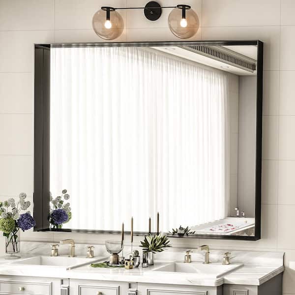 GLSLAND 30 in. W x 48 in. H Rectangular Modern Aluminum Alloy Deep ...