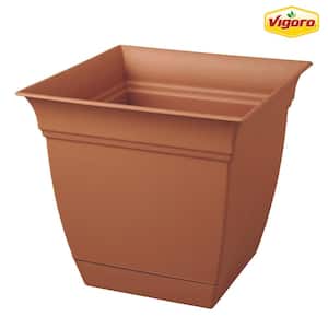 Vigoro 6 in. Mirabelle Small Clay Plastic Square Planter (6 in. D x 5.5 ...