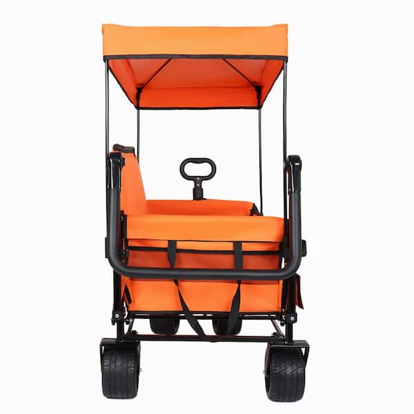 Noble House Edna 6 cu. ft. Steel Foldable Wagon Garden Cart with Bench ...