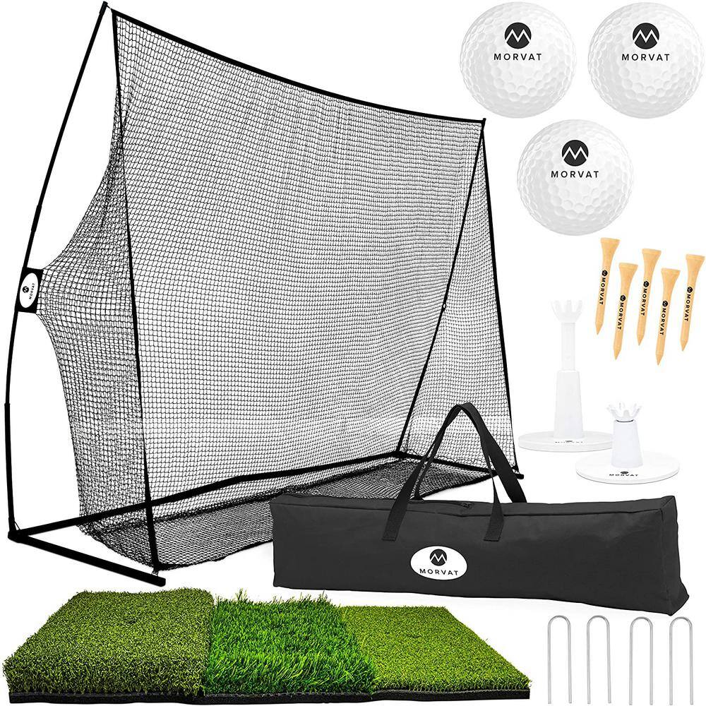 Morvat Pro Golf Net Set Practice Mat, Golf Balls, Adjustable Tees ...