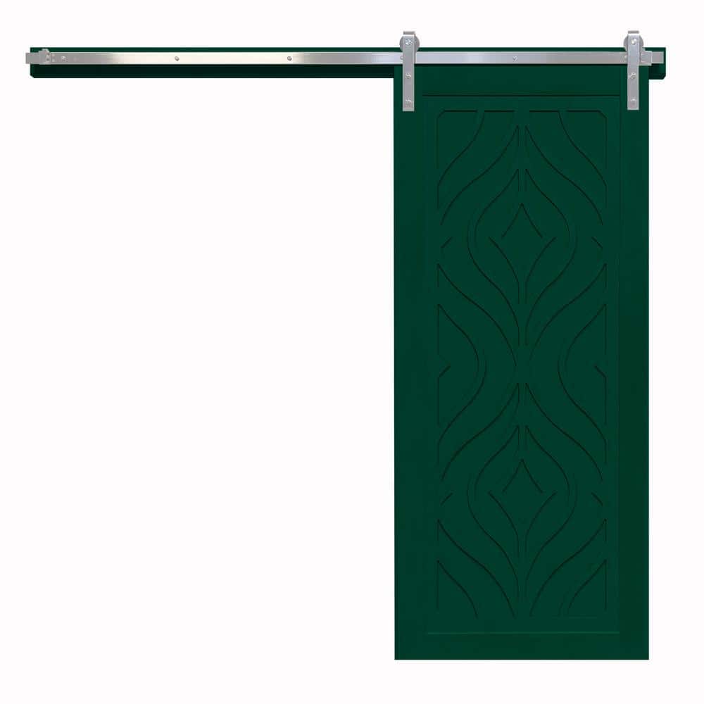 VeryCustom 36 in. x 84 in. Zaftig Sway Emerald Wood Sliding Barn Door ...