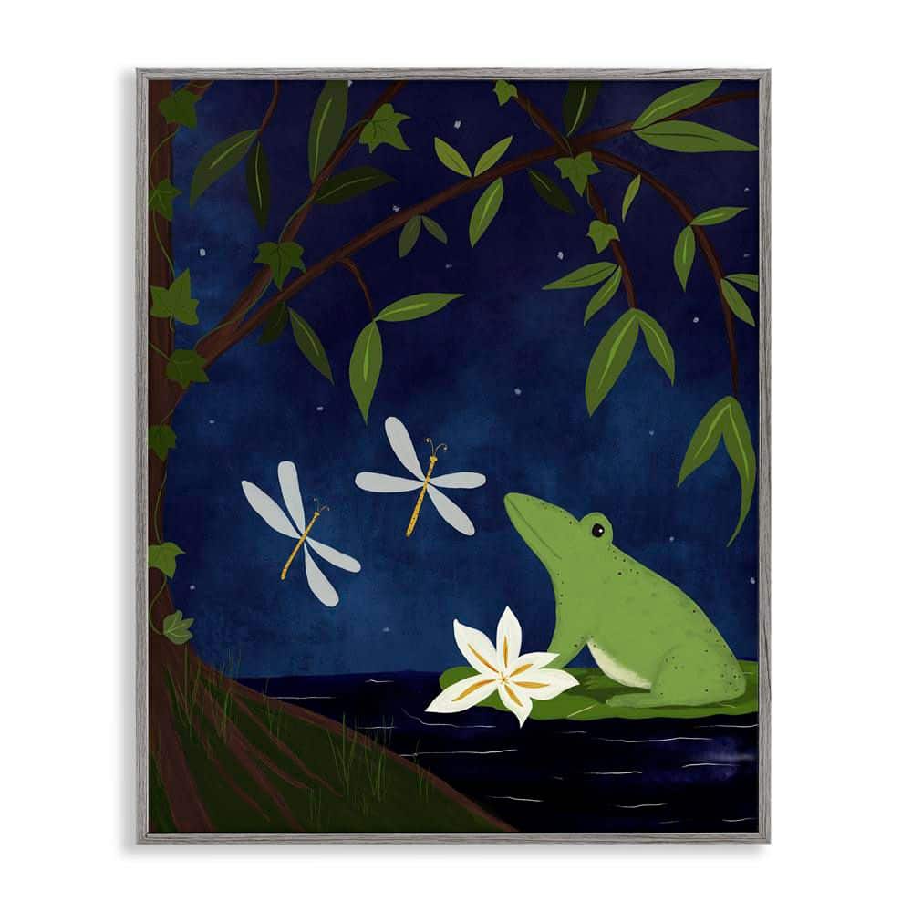 Stupell Industries Frog in Night Forest by Michelle Ingari Designs Gray ...