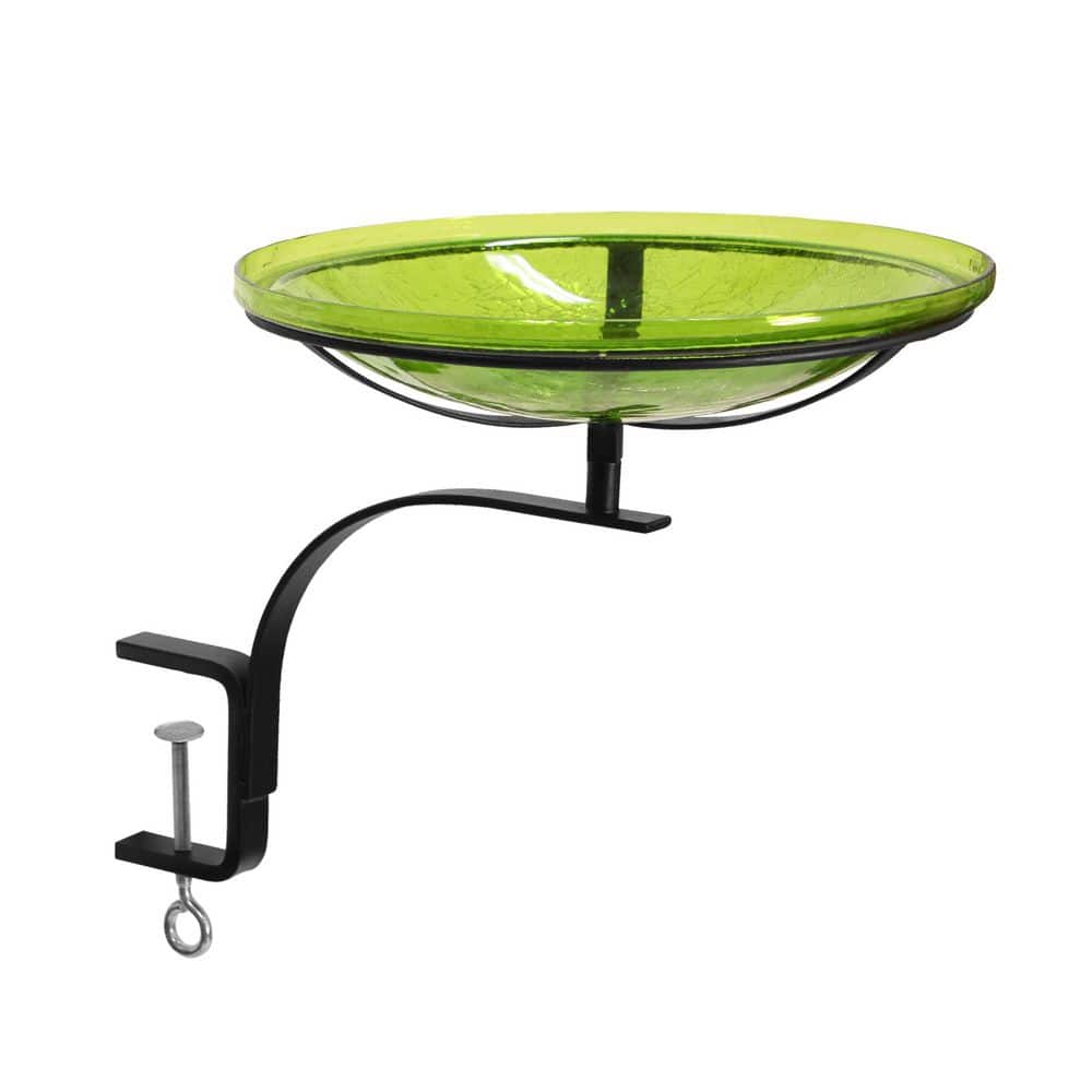 Achla Designs Reflective Crackle Glass Birdbath Bowl With Rail Mount ...