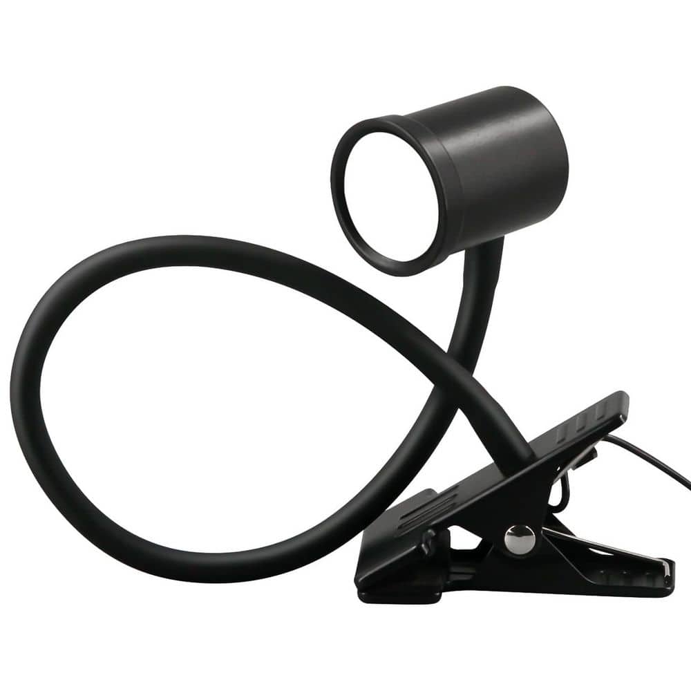 12in. Black Dimmable LED Clamp Lamp with USB Port and Adjustable ...
