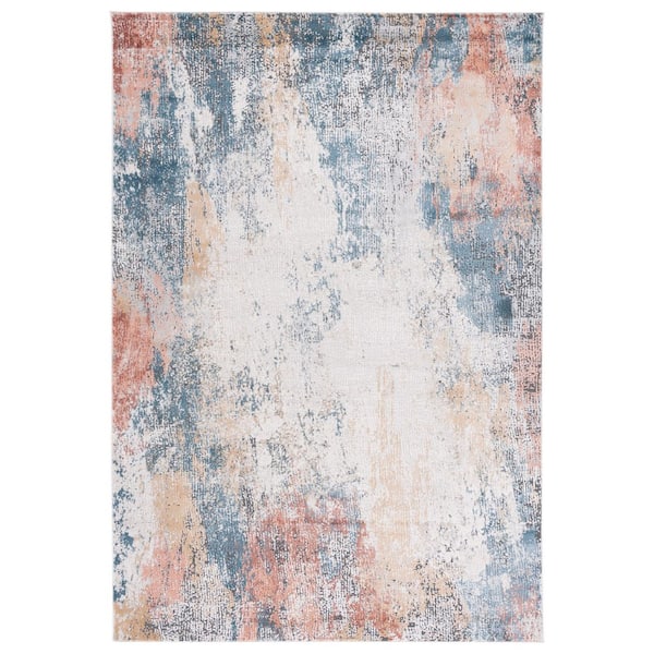 SAFAVIEH Invista 5 ft. x 8 ft. Ivory/Multi Distressed High-Low Area Rug ...
