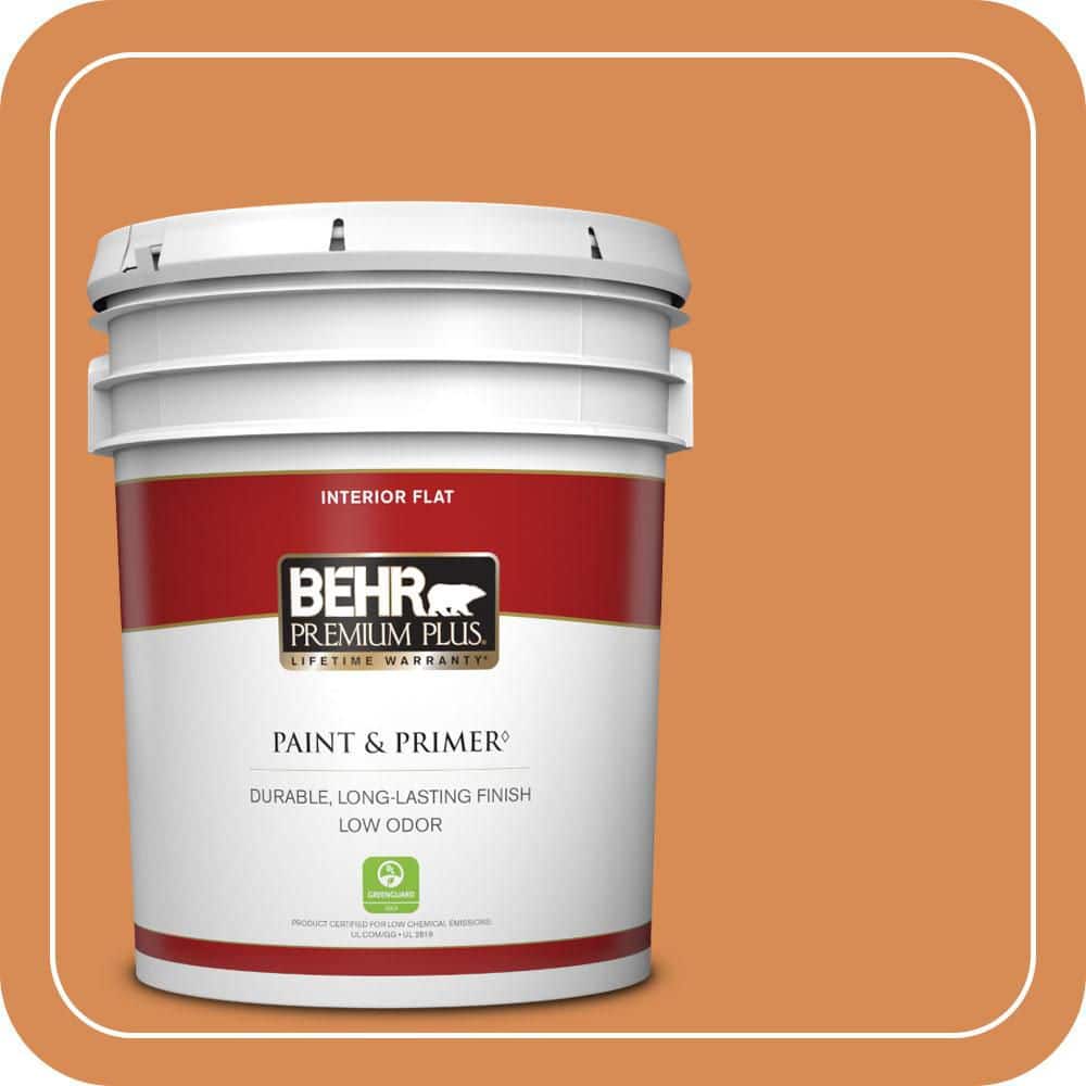 BEHR PREMIUM PLUS 5 gal. #260D-5 Amber Wave Flat Low Odor Interior ...