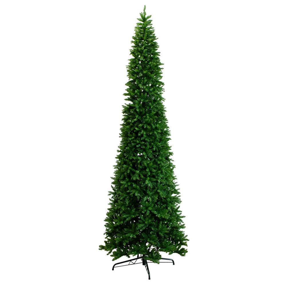Nearly Natural 15 ft. Pre-Lit LED Slim Green Mountain Pine Artificial ...