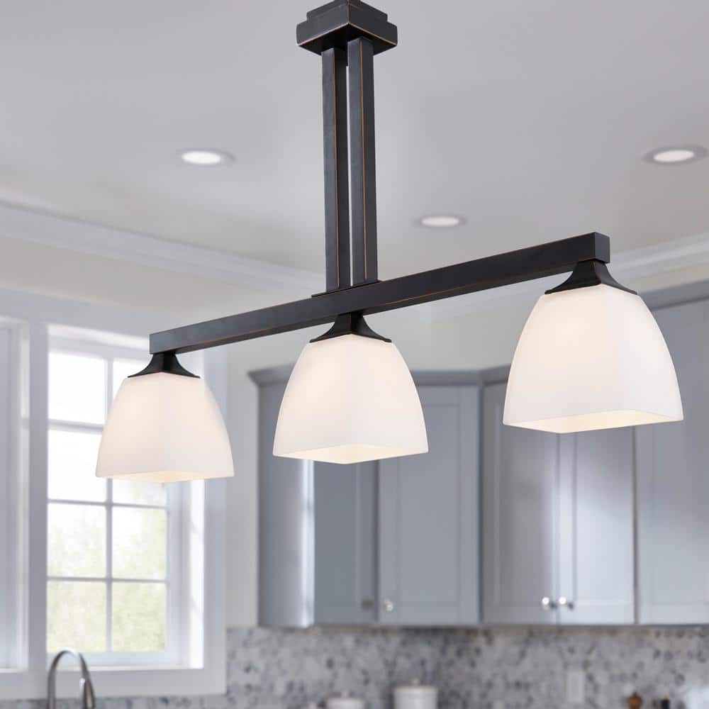 Hampton Bay Mattock 3-Light Oil Rubbed Bronze Kitchen Island Light with ...