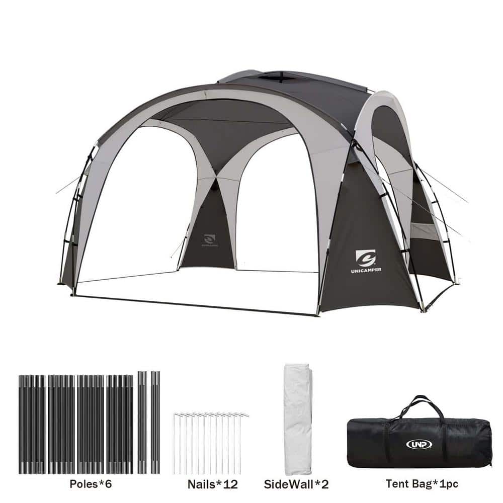 Sudzendf Gray 12 ft. x 12 ft. Pop Up Canopy Tent with Side Wall, Pegs ...