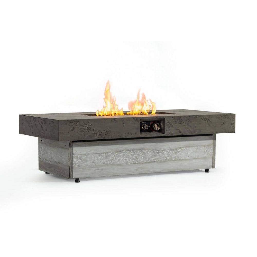 48 in. 50000BTU Outdoor Propane Fire Pit Table Rectangle with Aluminum ...