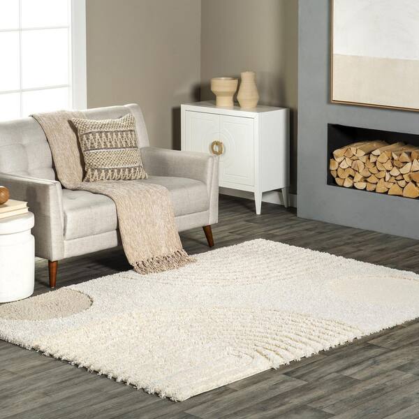 nuLOOM Gloria Abstract Shag Beige 5 ft. x 8 ft. Area Rug KSCM05A-507 ...