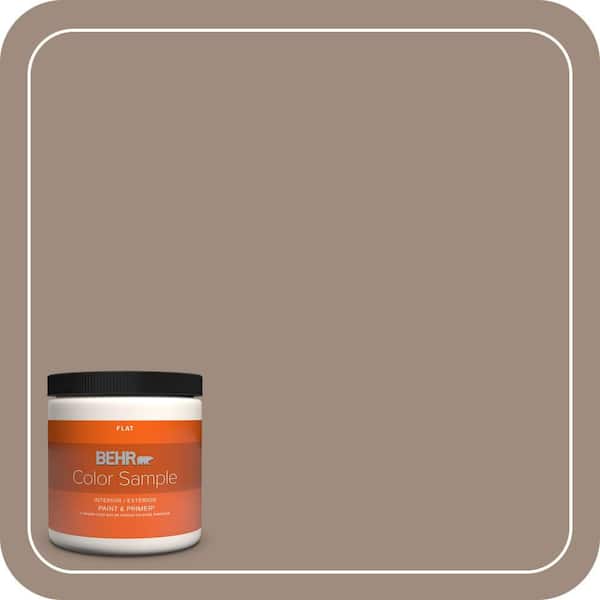 BEHR PREMIUM PLUS 8 oz. #BXC-49 Smokey Tan Flat Interior/Exterior Paint ...