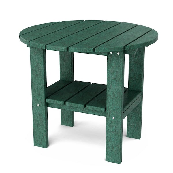 Wildridge Classic Turf Green HDPE Plastic Outdoor Round Side Table LCC ...
