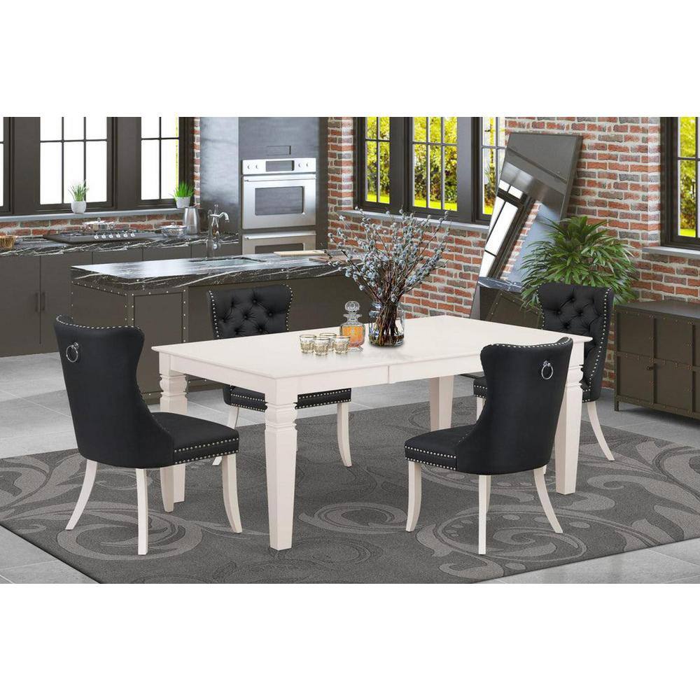 East West Furniture 5-Piece Rectangle Buttermilk and Cherry Finish ...