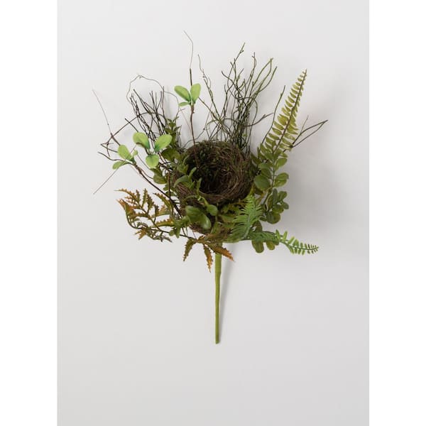 SULLIVANS Artificial 17 in. Green Nest Fern Pick NB246 - The Home Depot