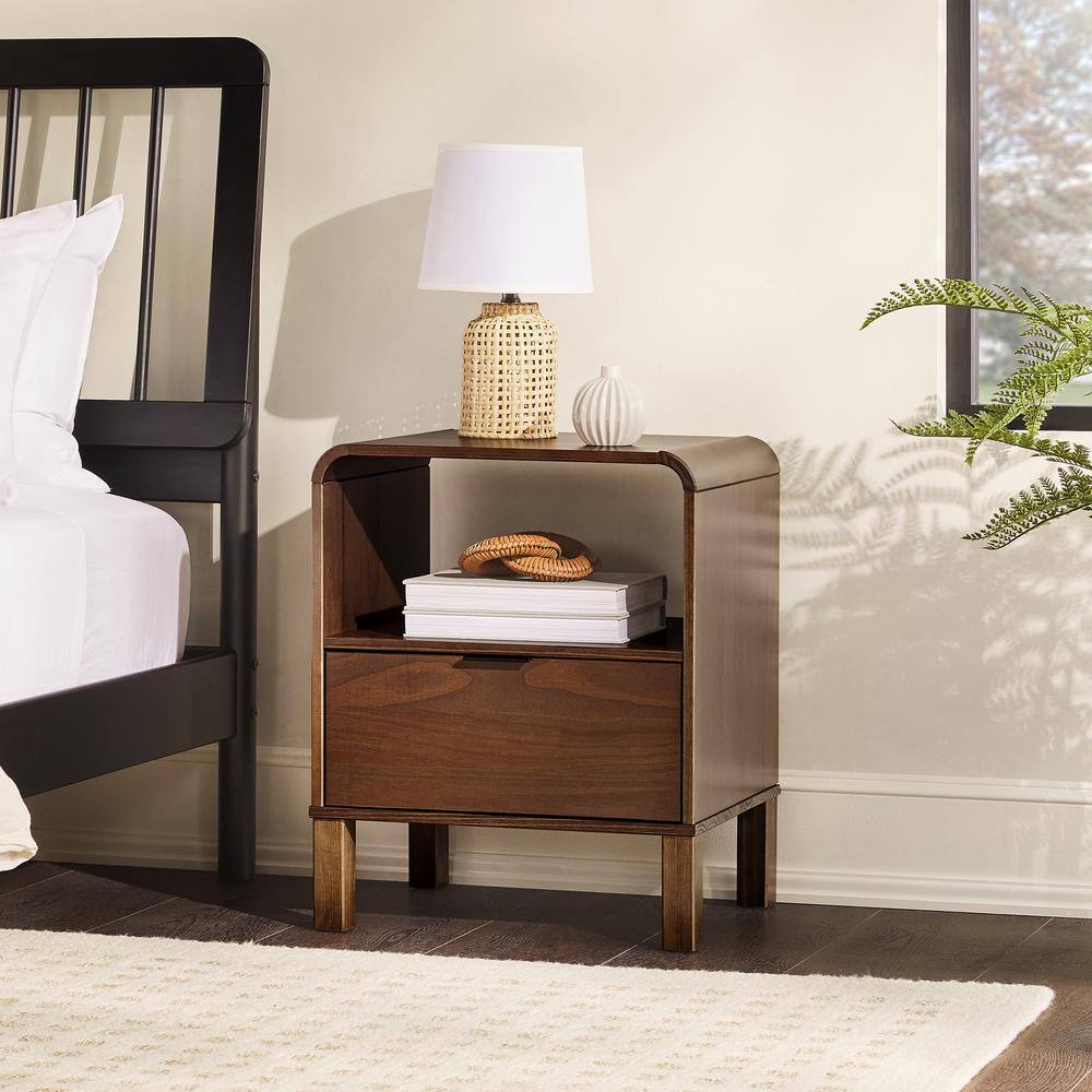 Walker Edison Furniture Company Brown 1-Drawer Solid Wood Modern ...