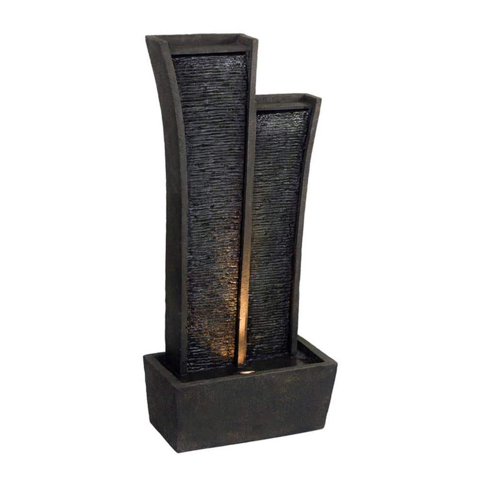 Benjara 41 in. Tall Rectangular Rock Tower Waterfall Fountain with ...