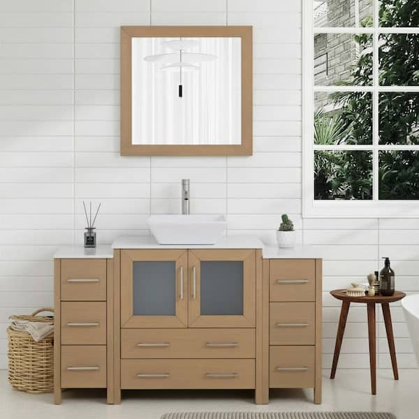 Vanity Art Ravenna 54 in. Single Sink Freestanding Natural Oak Bath ...