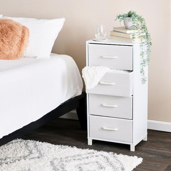 Household Essentials 4 Drawer Storage Chest Scandinavian White Wht