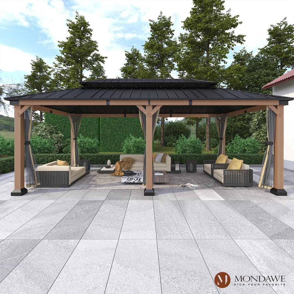Mondawe Cedarfort 12 ft. x 20 ft. Outdoor Cedar Wood Frame Hardtop ...