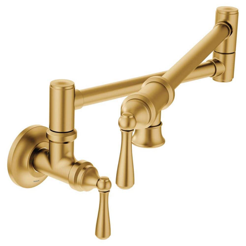 MOEN Wall Mount Pot Filler in Brushed Gold S664BG - The Home Depot