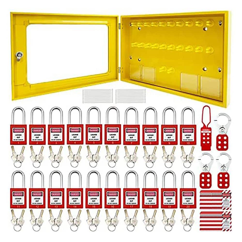 Vrbgify Lockout Tagout Station Kit Metal with 20 Numbered Locks 4 Hasps ...