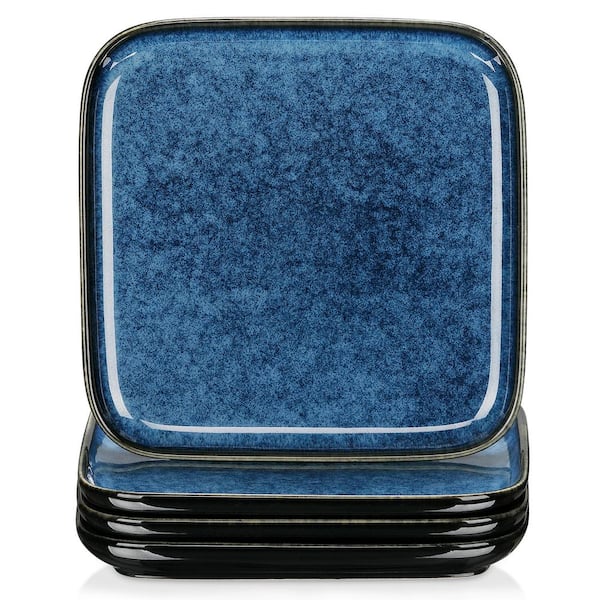 vancasso Blue Dessert Plate Set Stoneware Serving Plates Set of 4 ...