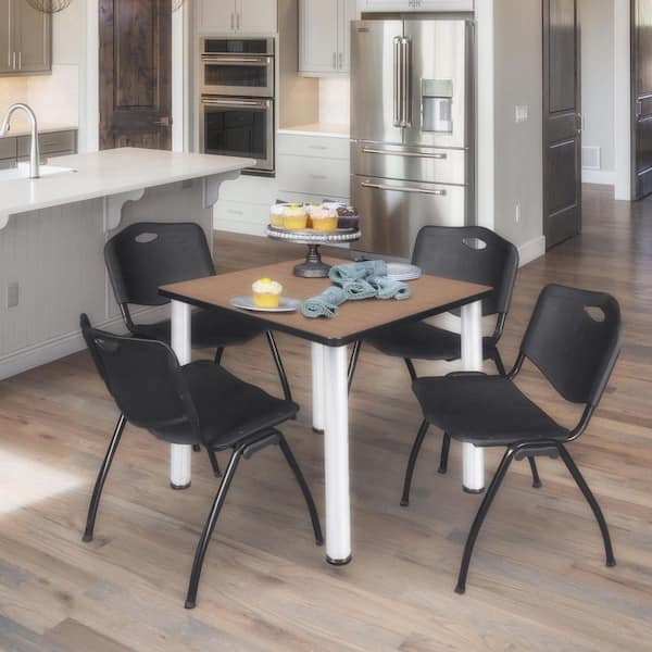 Regency Kee 30 in Noble Oak Square Breakroom Table Desk & 4 'M' Stack ...