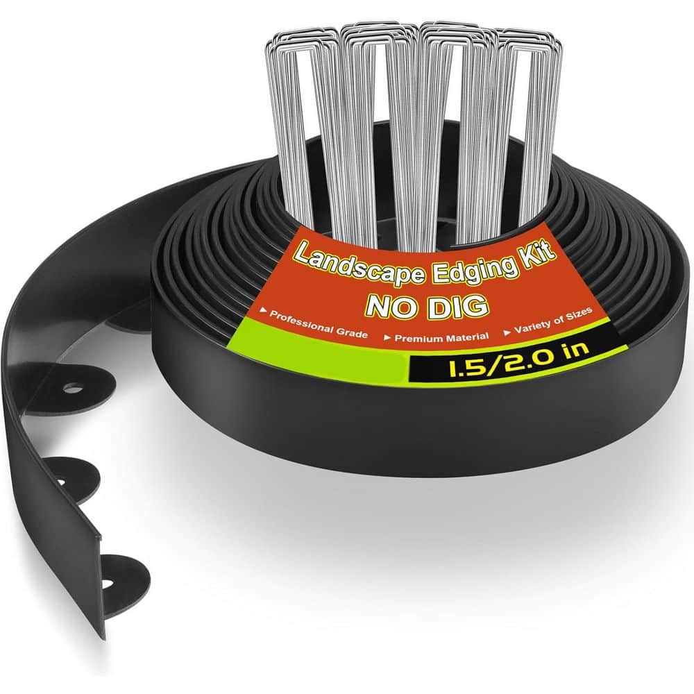 Phewnyzo 40 ft. x 2 in. Plastic Garden Edging with 40-Metal Spikes ...