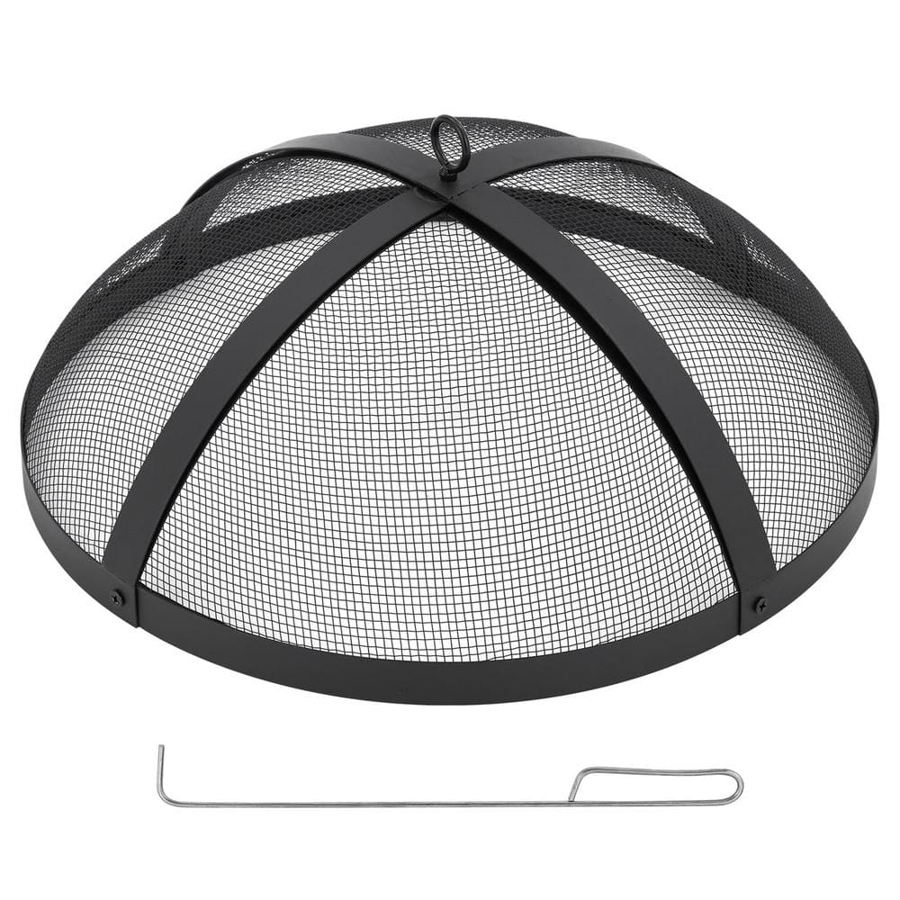 Garvee 30 in. Outdoor Round Carbon Steel Mesh Fire Pit Spark Screen ...